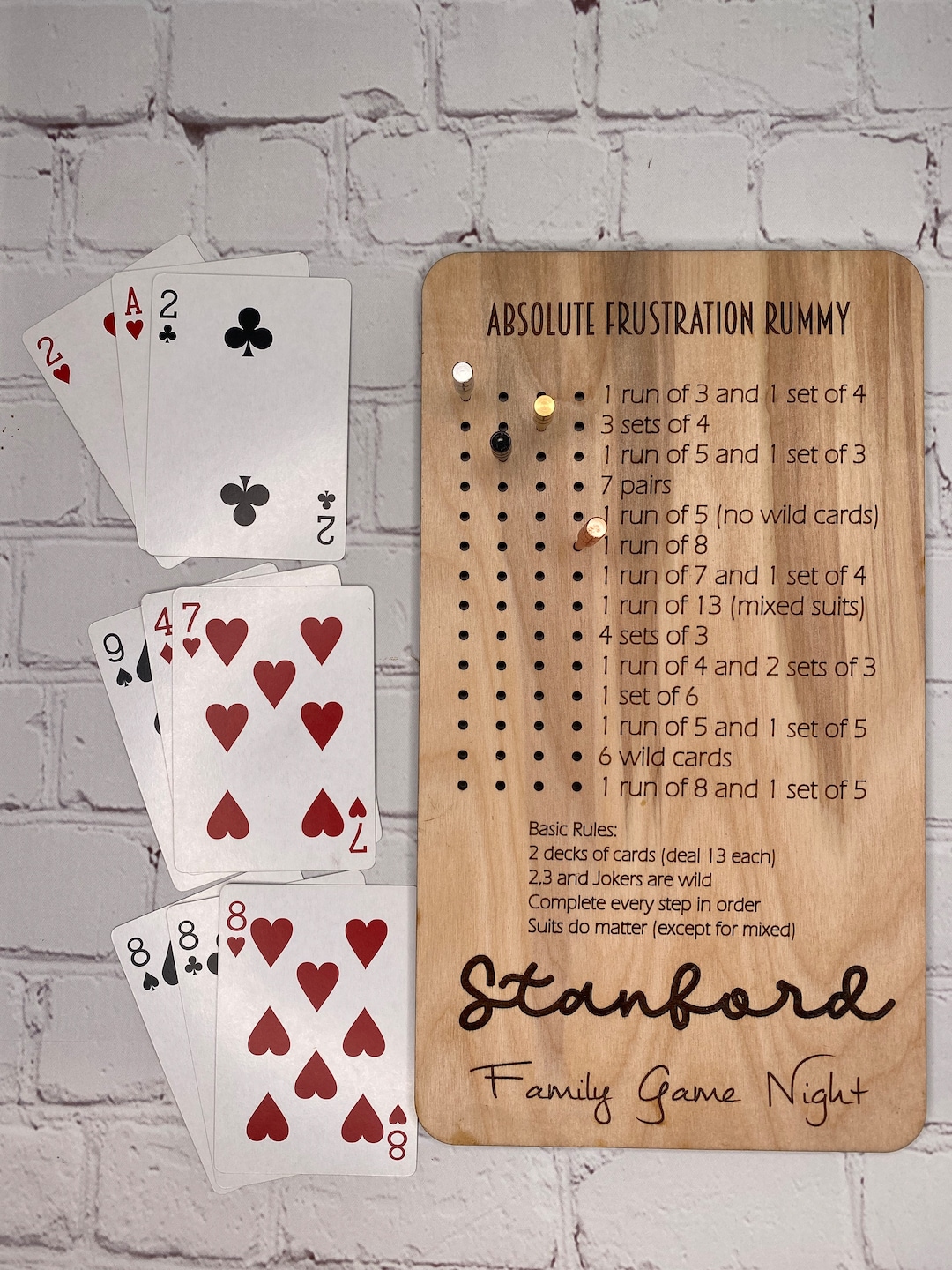 Frustration Rummy Card Game | Wood Card Game | Personalized Wood Game ...