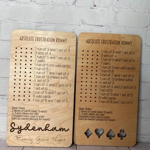 Frustration Rummy Card Game | Wood Card Game | Personalized Wood Game ...