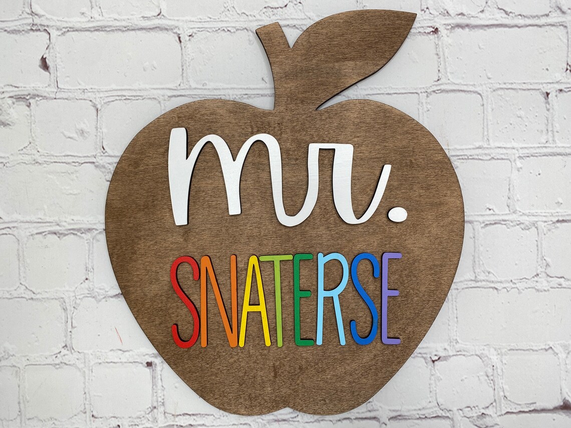 Personalized Apple Teacher Sign | Etsy