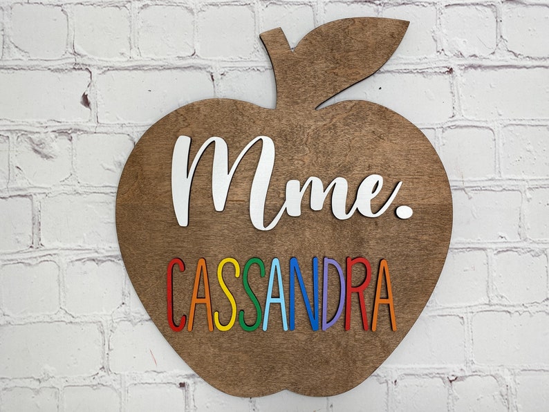 Personalized Apple Teacher Sign | Etsy