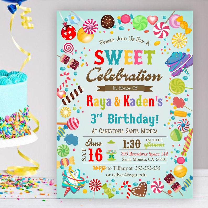 Digital Candy Themed Birthday Invitation - Etsy