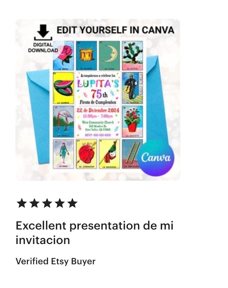 Loteria Birthday Invitation | Editable Digital Invitation | Mexican ...