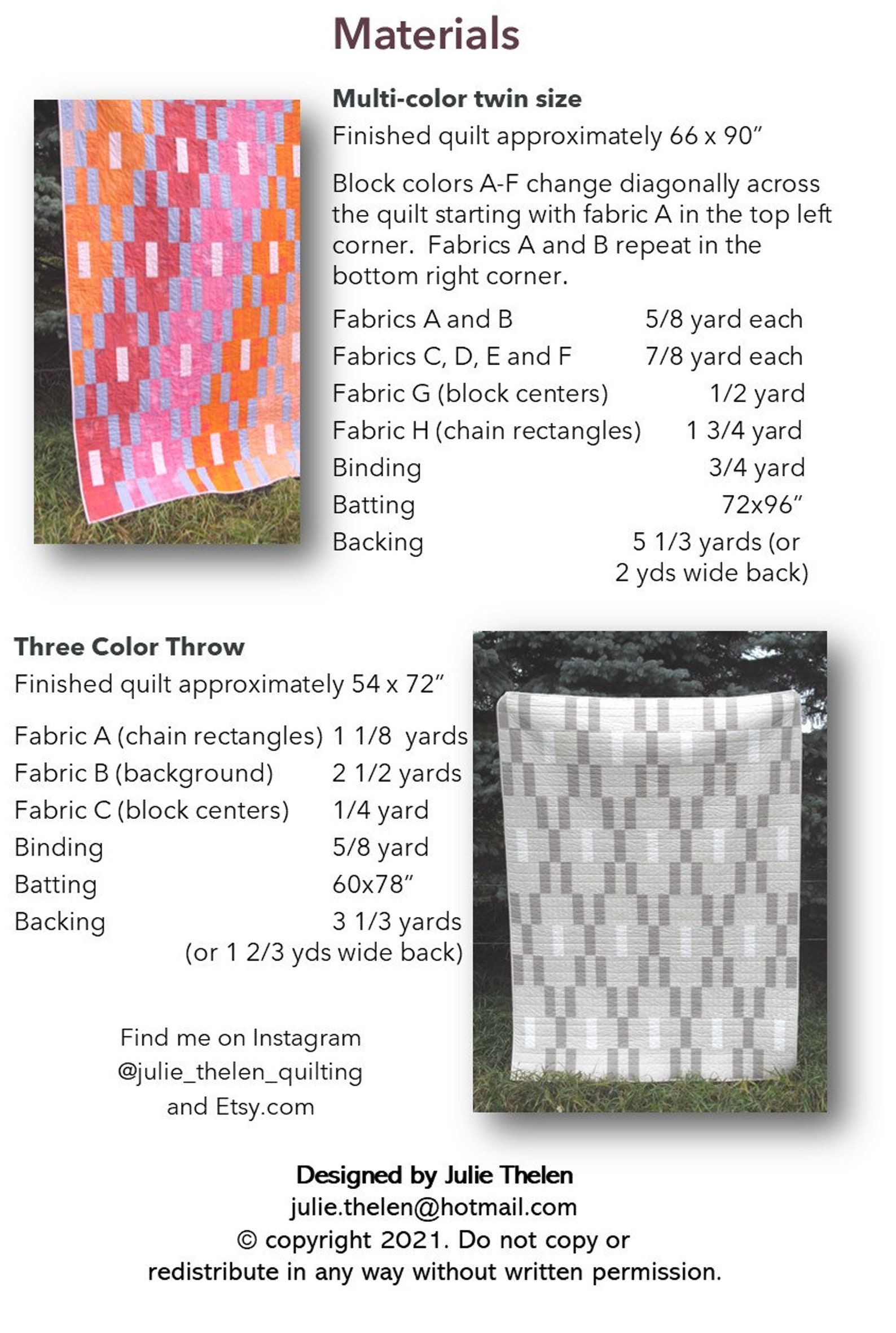 Link Quilt Pattern Downloadable PDF Twin and Throw Size Modern Quilts ...