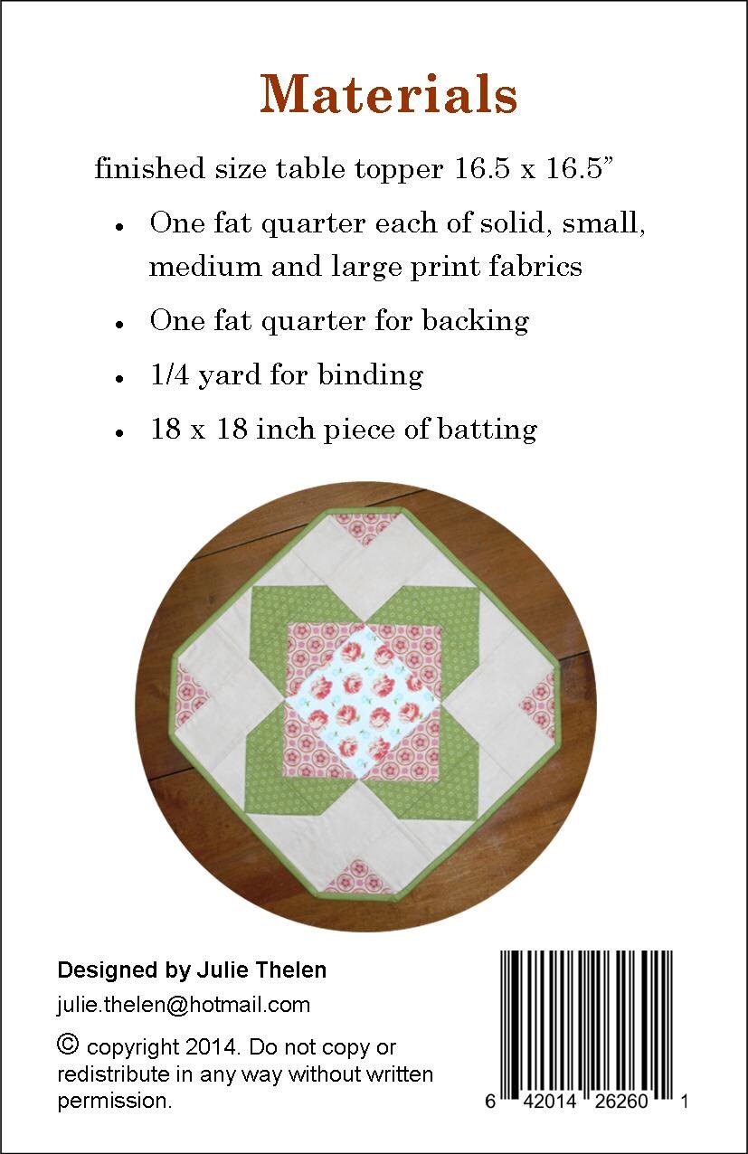 Time for Tea Simple Table Topper Quilting Pattern - Pdf Download - Etsy