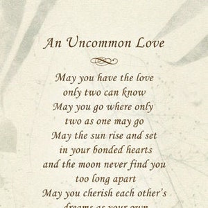 UNCOMMON LOVE - Wedding Gift Basket/favor/champagne Poem by Terah Cox ...