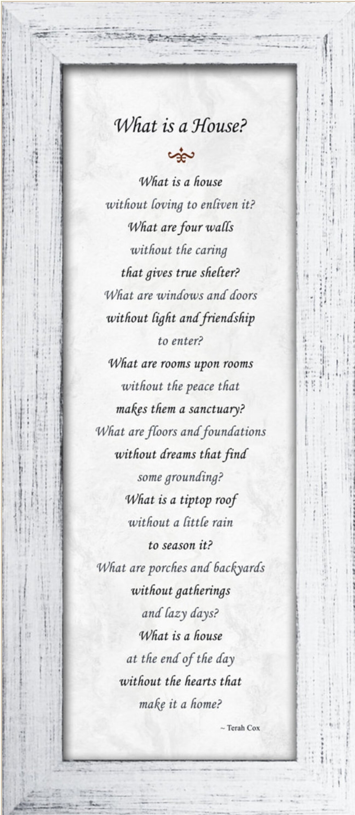 WHAT IS A HOUSE, by Terah Cox (anniversary, Mothers Day, Fathers Day ...