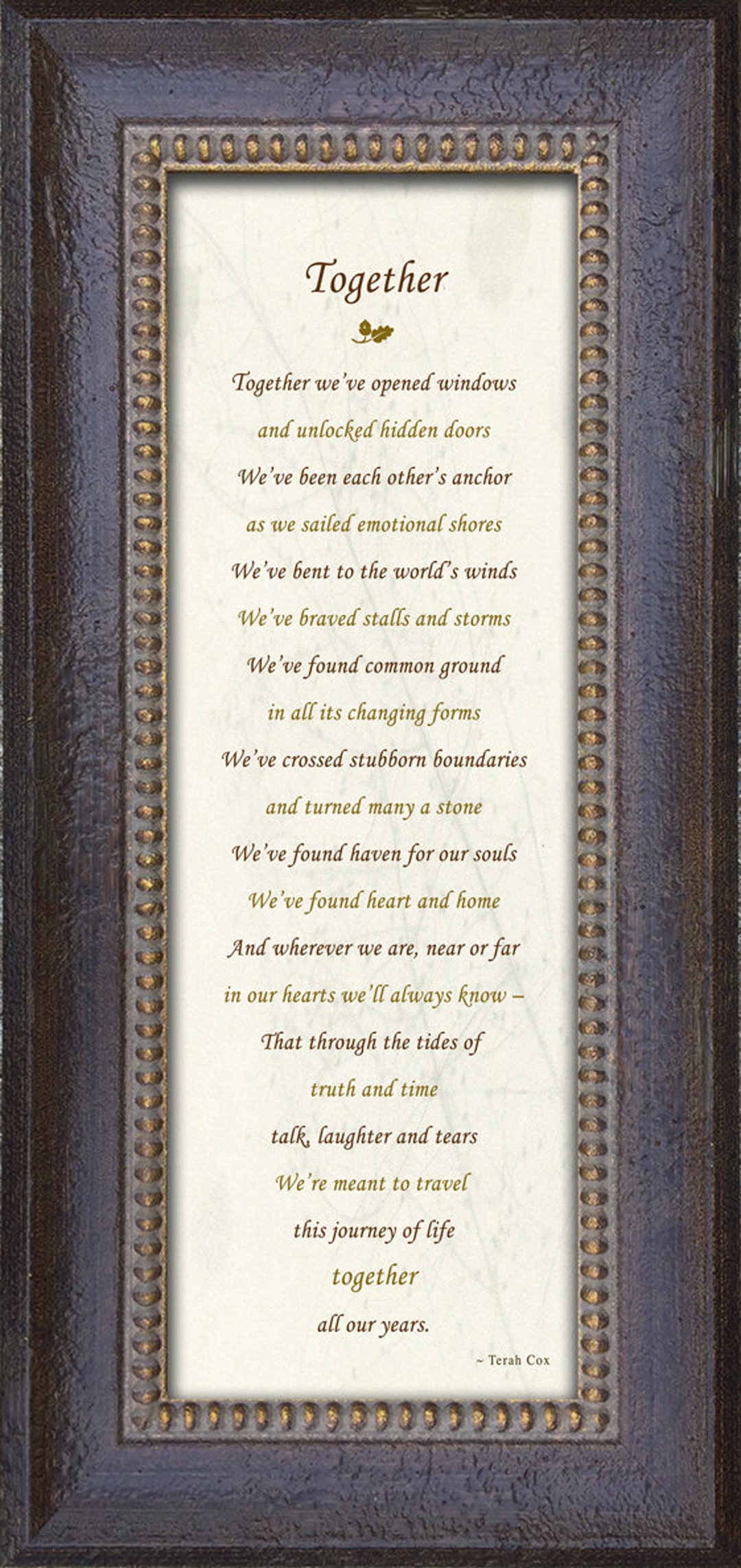 TOGETHER - Anniversary, Wedding Poem by Terah Cox - Etsy