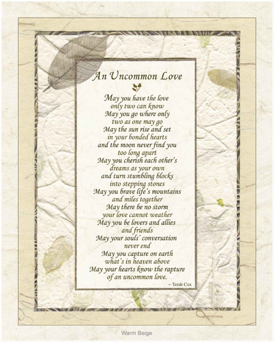 UNCOMMON LOVE Wedding Commitment Poem by Terah Cox - Etsy