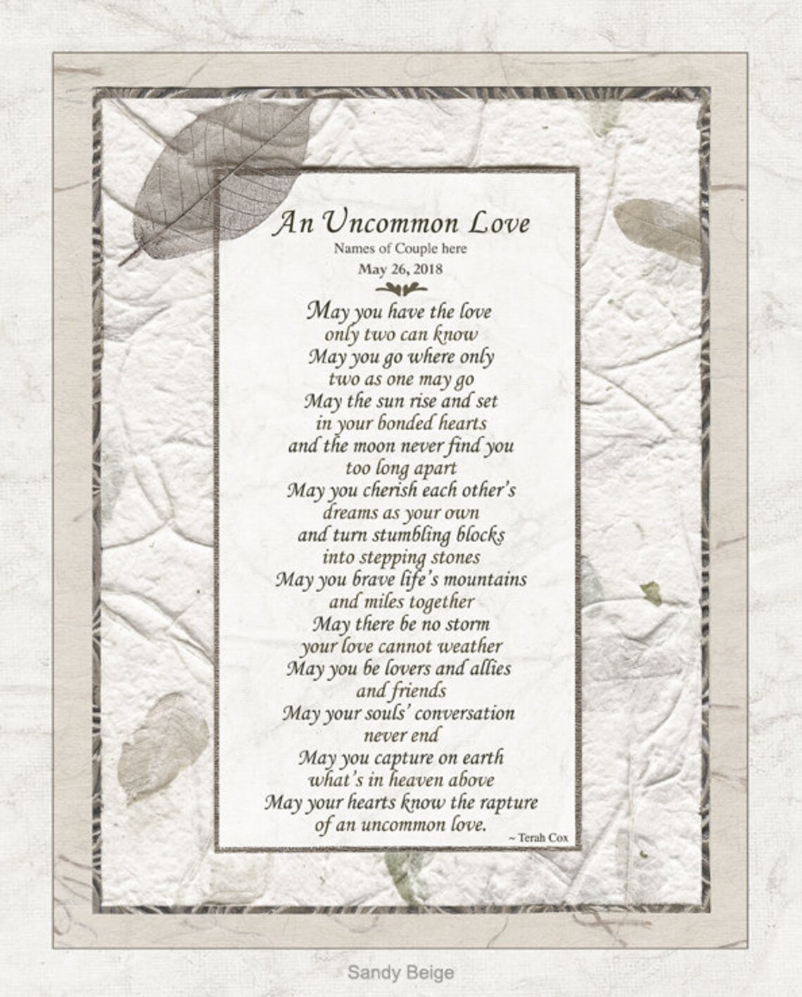 UNCOMMON LOVE Wedding, Commitment Poem by Terah Cox - Etsy