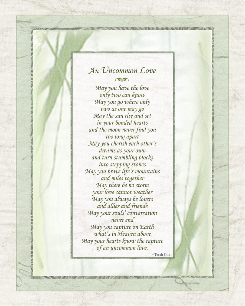 UNCOMMON LOVE Wedding, Commitment Poem by Terah Cox - Etsy