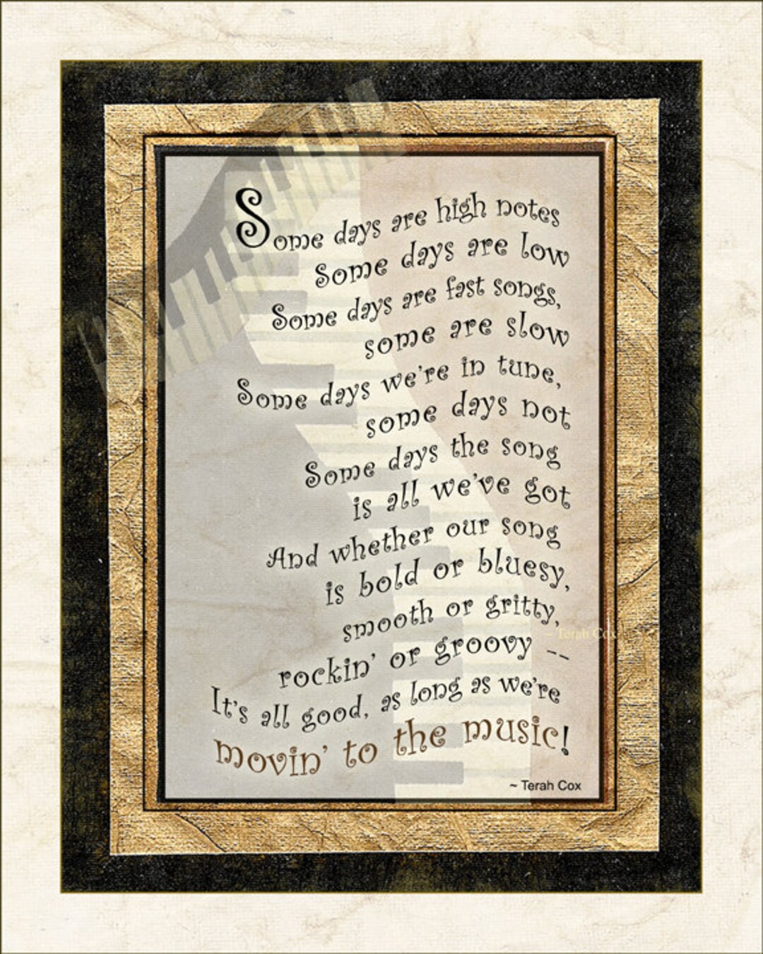 MOVIN' to the MUSIC, by Terah Cox (poem for Birthday, Grads, Dreams ...
