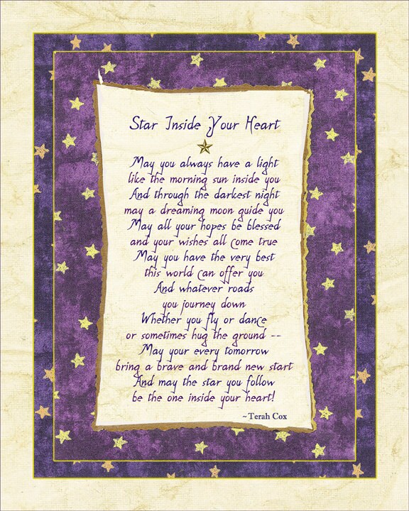 STAR INSIDE Your HEART, by Terah Cox (birthday, Grads, Dreams, Children ...