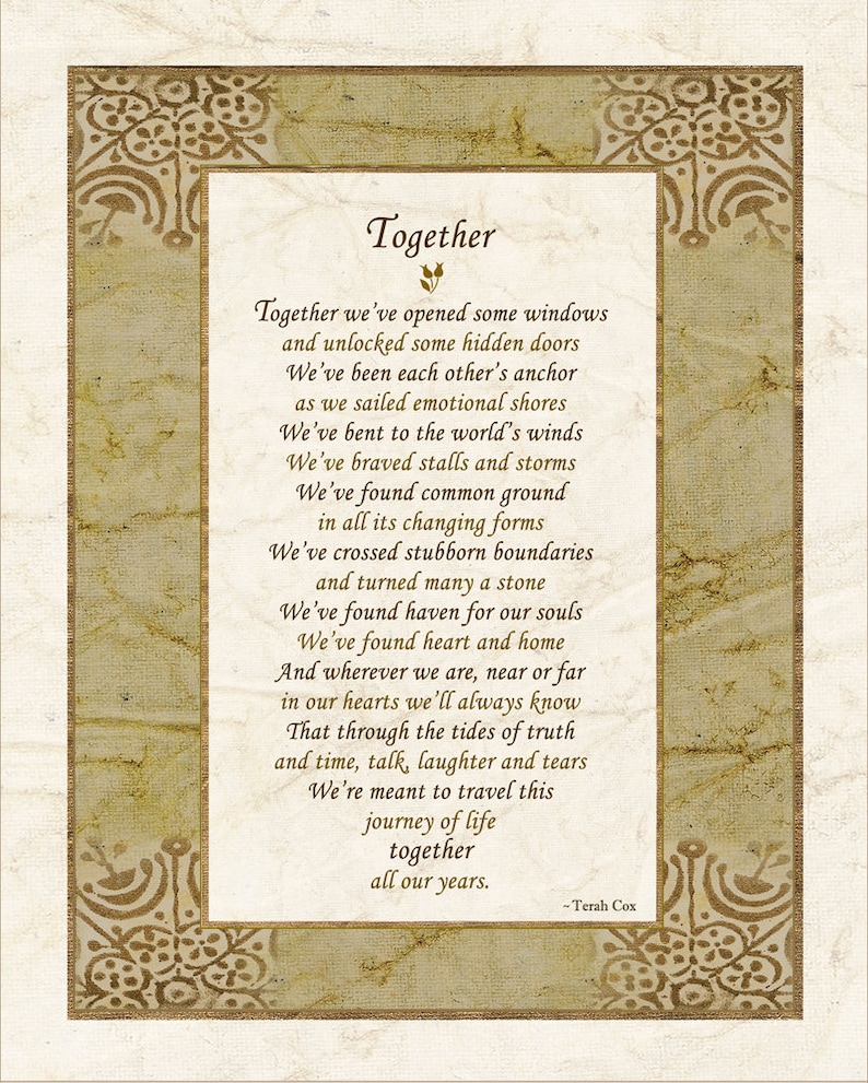 TOGETHER - Anniversary, Wedding, Family Poem by Terah Cox - Etsy