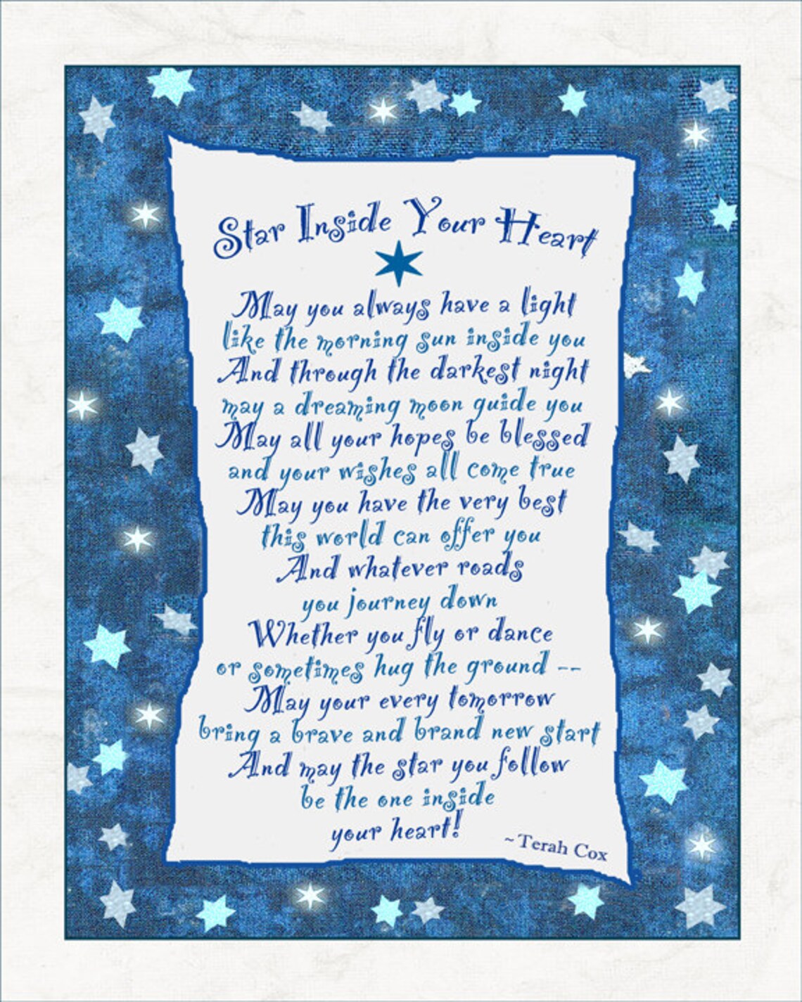 STAR INSIDE Your HEART, by Terah Cox (birthday, Grads, Dreams, Children ...