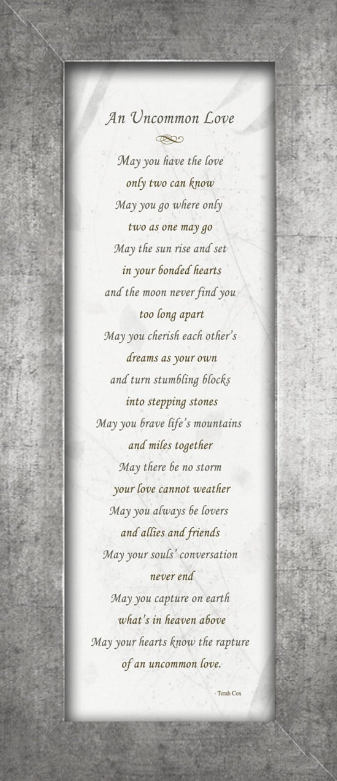 UNCOMMON LOVE - Wedding Poem by Terah Cox - Etsy