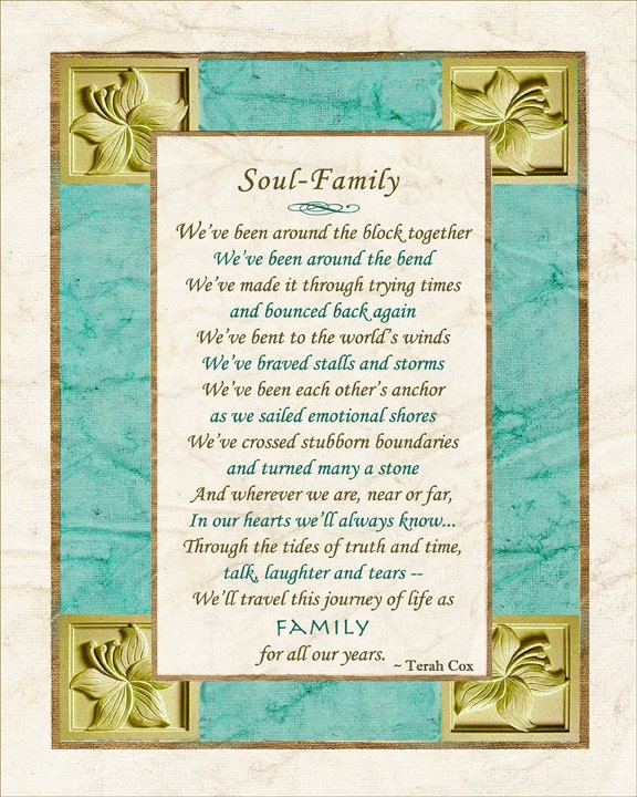SOUL-FAMILY, by Terah Cox (wedding, Anniversary, Family, Friend Poem ...