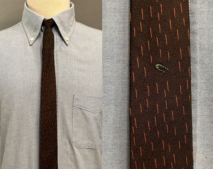 1960s Copper + Brown Hatch Pattern Men's Skinny Dacron Tie - Etsy