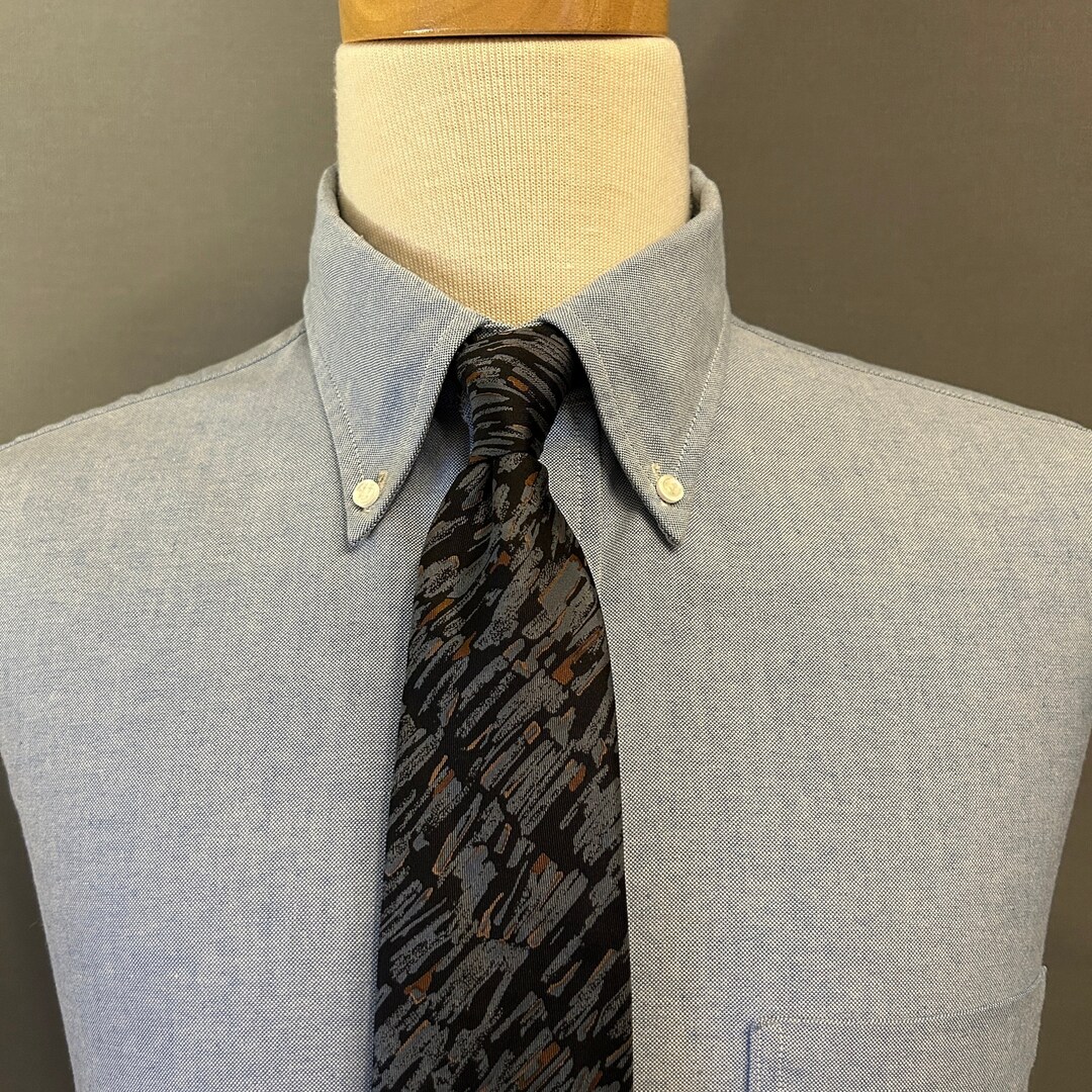 C1980s Gray/black/copper Hatched Pattern Men's Italian Silk Tie - Etsy