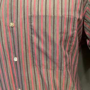 1960s Gray/pink/purple Striped Men's Dacron Blend Short Sleeve Shirt ...