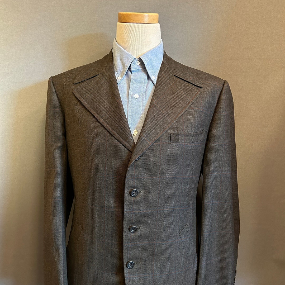 Late 60s Brown/red Plaid Men's Wool Blend 4-button Blazer SIZE 42 - Etsy