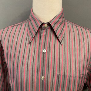1960s Gray/pink/purple Striped Men's Dacron Blend Short Sleeve Shirt ...