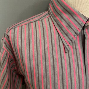 1960s Gray/pink/purple Striped Men's Dacron Blend Short Sleeve Shirt ...
