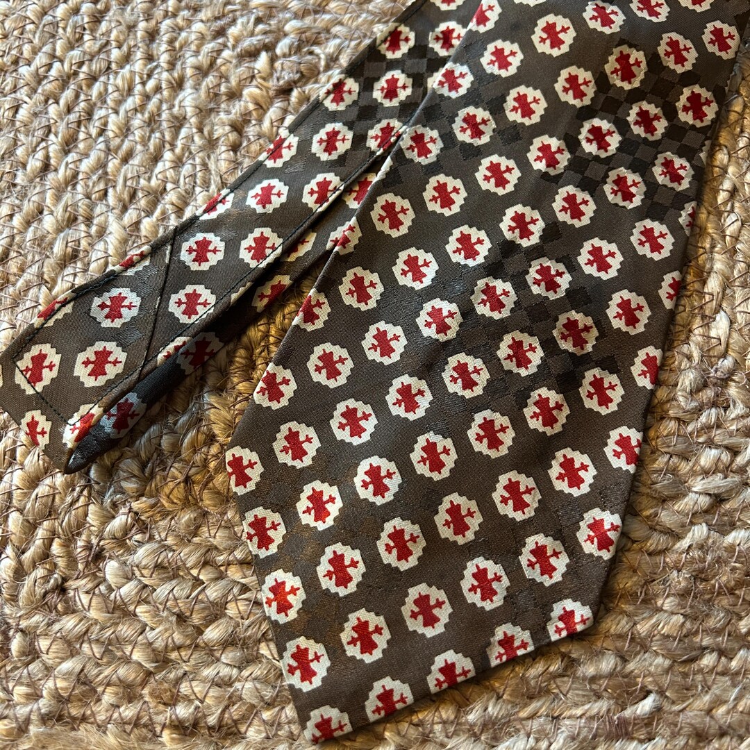 1950s Brown/red/white Foulard Pattern Men's Rayon Necktie - Etsy