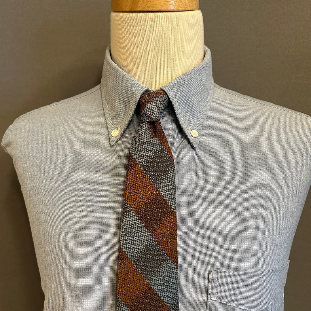 C1960s Rust/gray/blue Ombre Striped Men's Dacron Tie - Etsy