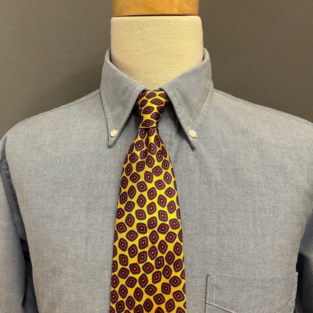 1980s Yellow/red/blue/green Foulard Pattern Men's Italian Silk Tie - Etsy