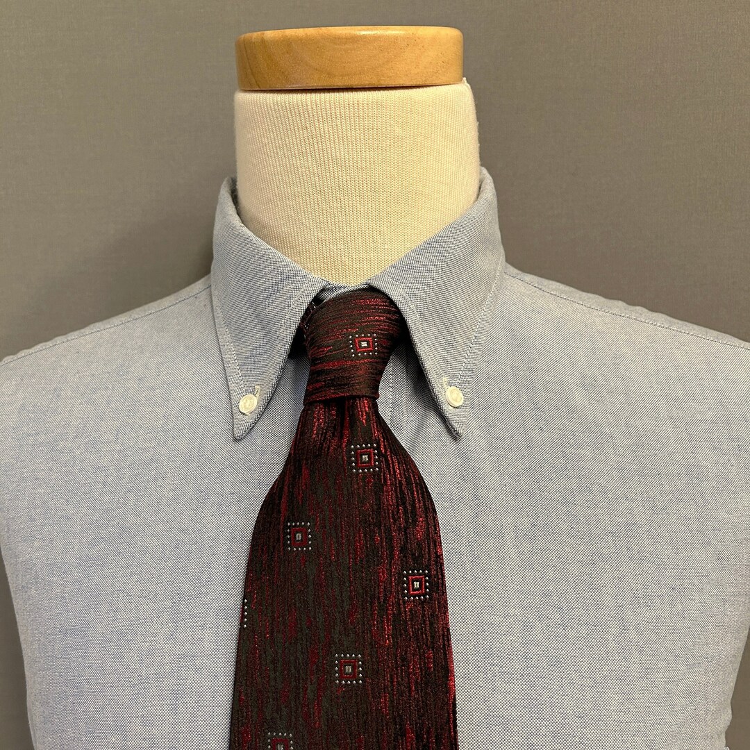 1980s Red + Black Abstract/foulard Pattern Men's Silk Necktie - Etsy