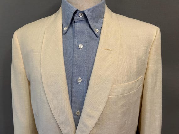 1950s Ivory Men's Single Button Shawl Collar Summer B… - Gem
