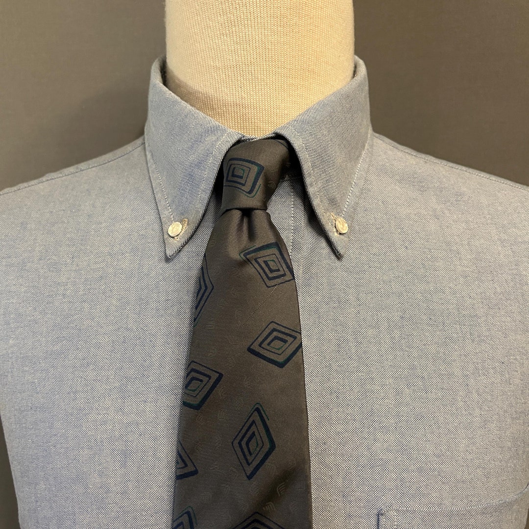 1980s Gray + Blue Diamonds Pattern Men's Italian Silk Tie - Etsy