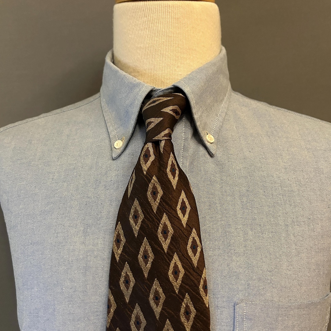 C1980s Copper Diamond Foulard Pattern Men's Italian Silk Tie - Etsy
