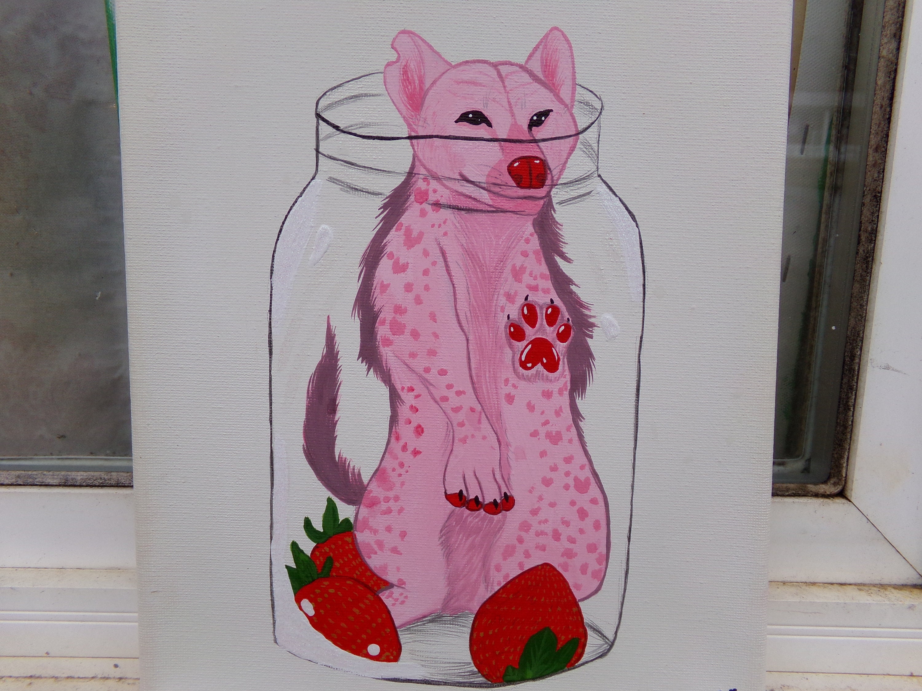 Acrylic Painting Pink Hyena Acrylic Painting Art & Collectibles etna.com.pe