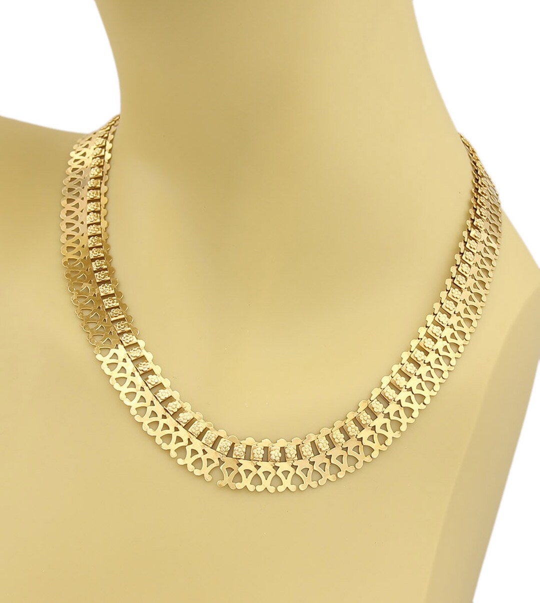 15859 - Fancy Open Floral Drape 18k Yellow Gold Necklace - Etsy