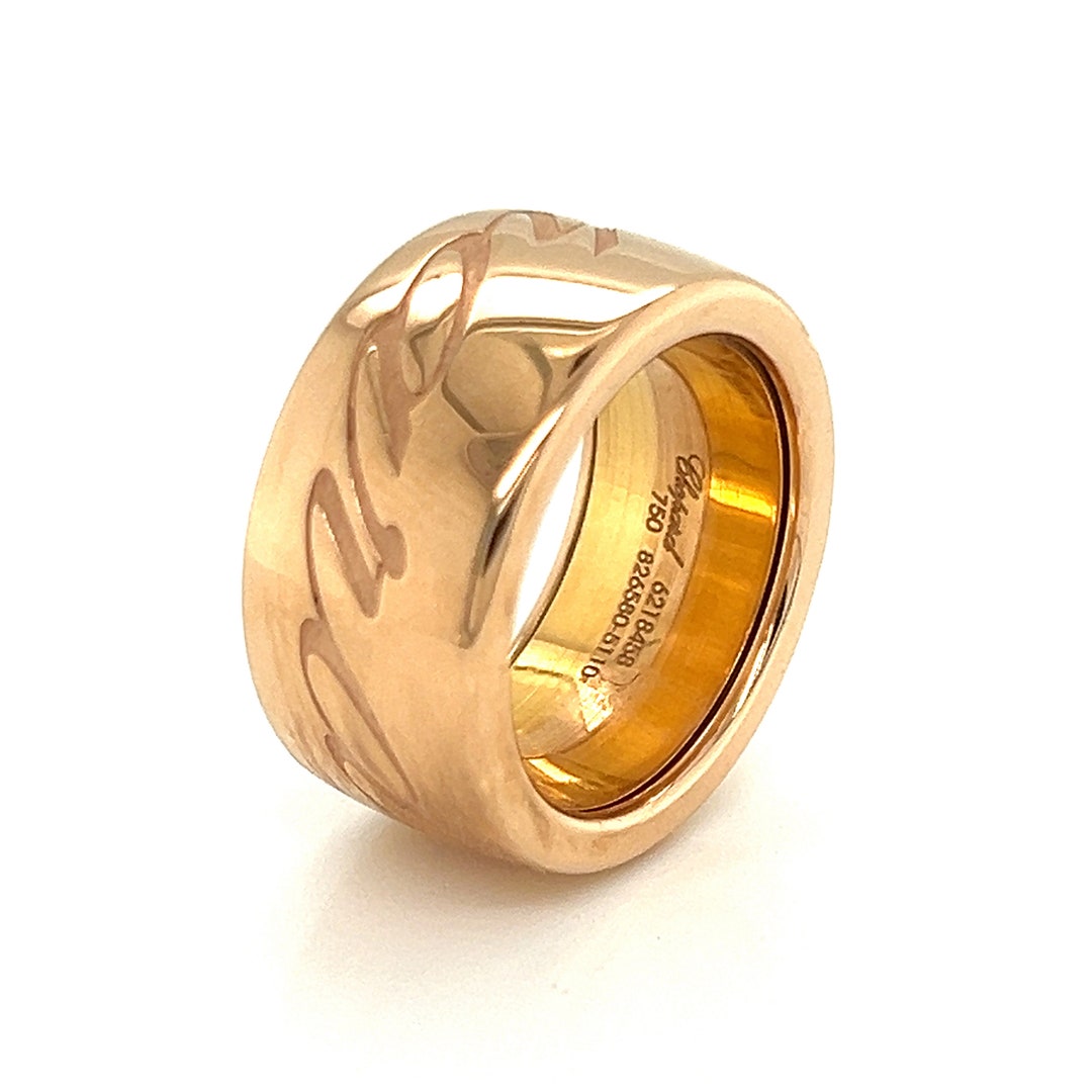 26938 - Chopard 18k Pink Gold Signature Chopardissimo Wide Band Ring - Etsy