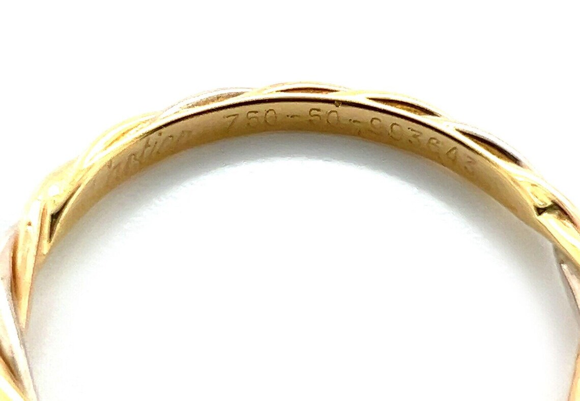 26932 - Cartier Trinity Ruby 18k Tricolor Gold Twisted Wire Band Ring ...