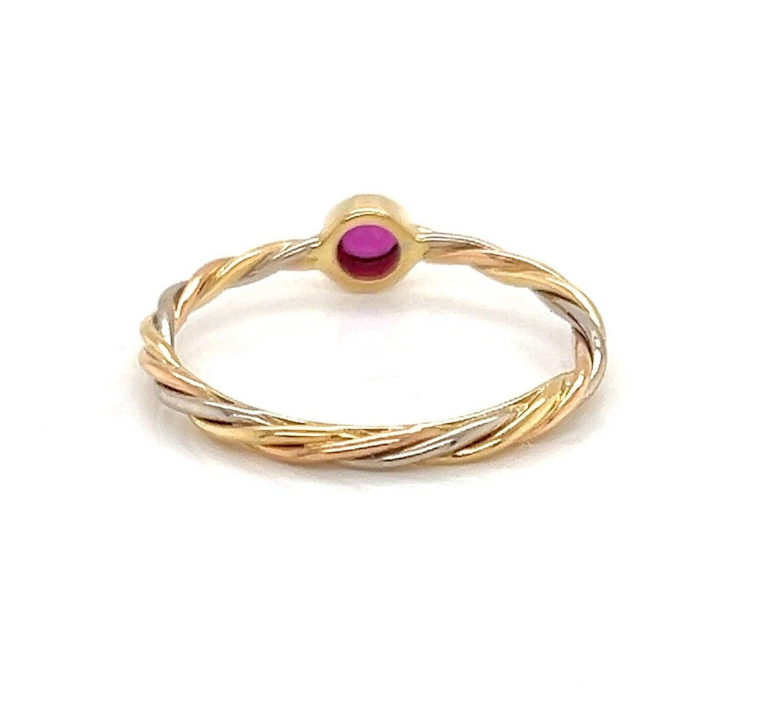 26932 - Cartier Trinity Ruby 18k Tricolor Gold Twisted Wire Band Ring ...