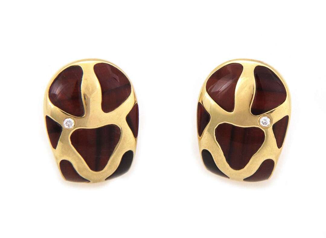 26939 - Roberto Coin Enamel Giraffe Anamalier 18k Yellow Gold Earrings ...