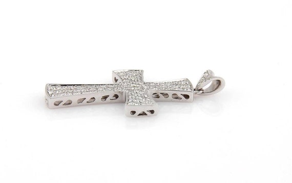 14379 - Large 2.00ct Pave Diamond 18k White Gold Cros… - Gem