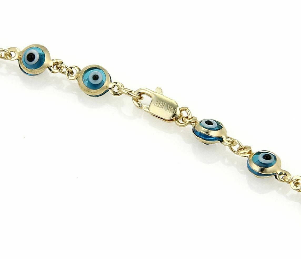 20035 // Turquoise Enamel Good Luck Eye Bead 14k Yellow Gold - Etsy