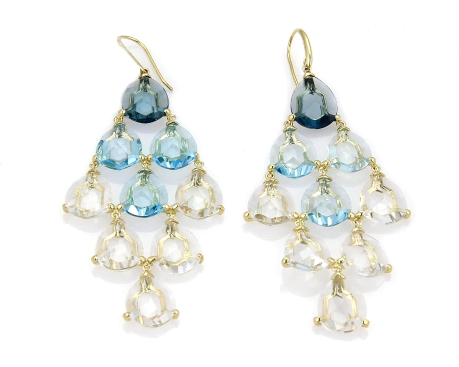 21340 Ippolita Gemma Cascade Blue Topaz Quartz 18k Yellow Gold Earrings Etsy