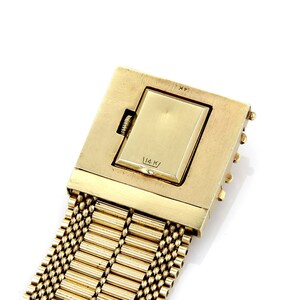 15016 - Hidden Watch 14k Yellow Gold Enamel Wide Belt & Buckle Tassel ...