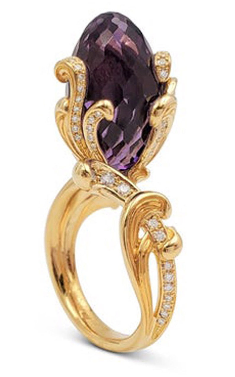 28130 Carrera Y Carrera Origin Diamond Amethyst 18k Yellow Gold Flower Bud Ring - Etsy