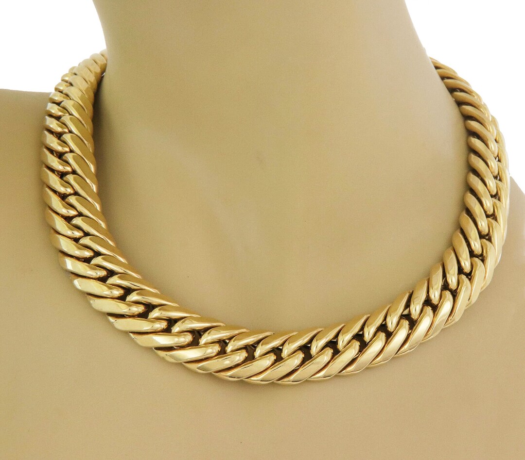 27149 - Mayor's 18k Yellow Gold 15mm Wide Beveled Curb Link Collar ...