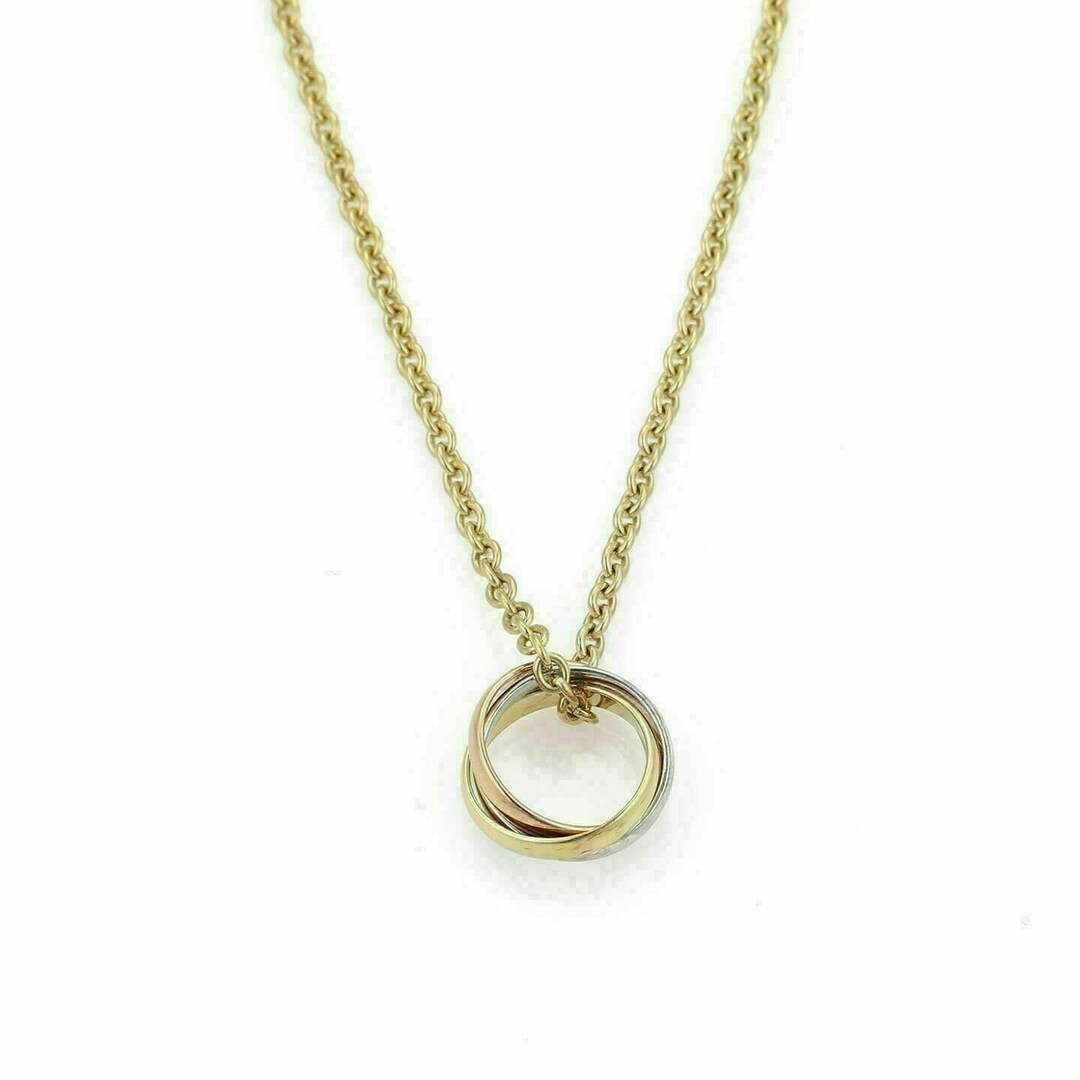 22087 Cartier Trinity 18k Tricolor Gold Mini 3 Ring Pendant Chain Necklace Etsy Italia
