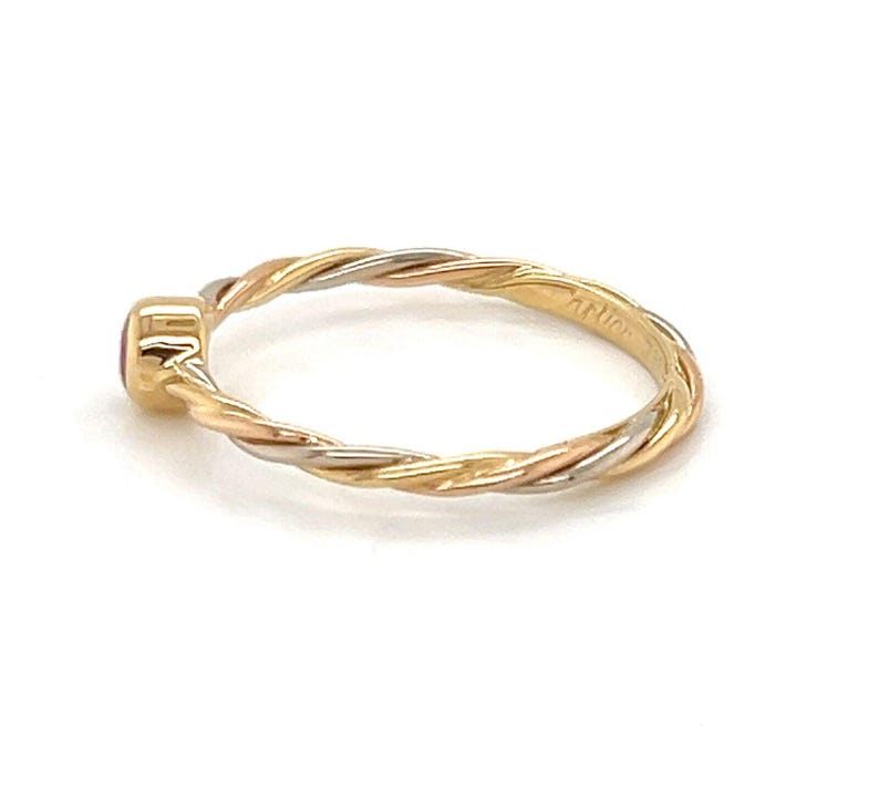 26932 - Cartier Trinity Ruby 18k Tricolor Gold Twisted Wire Band Ring ...
