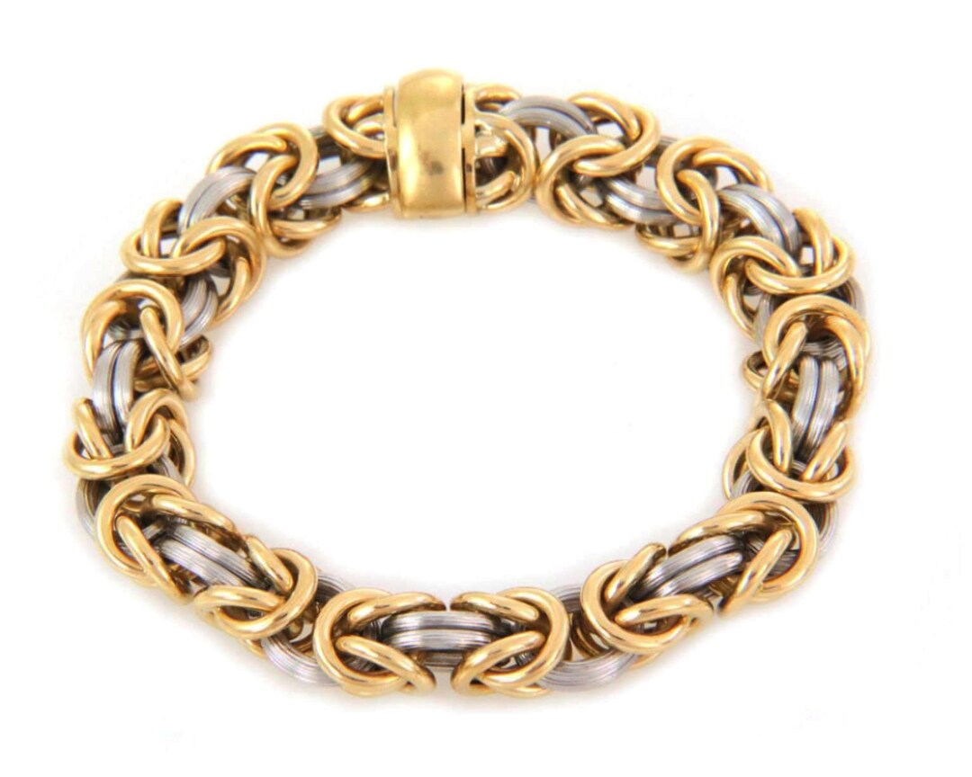 26839 - Rom Germany 18k Yellow Gold & Platinum 9mm Byzantine Link ...