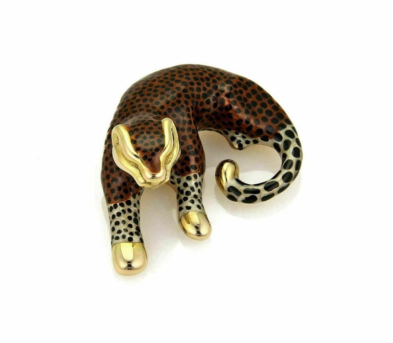 20995 - Multicolor Enamel Leopard 14k Yellow Gold Pendant - Etsy