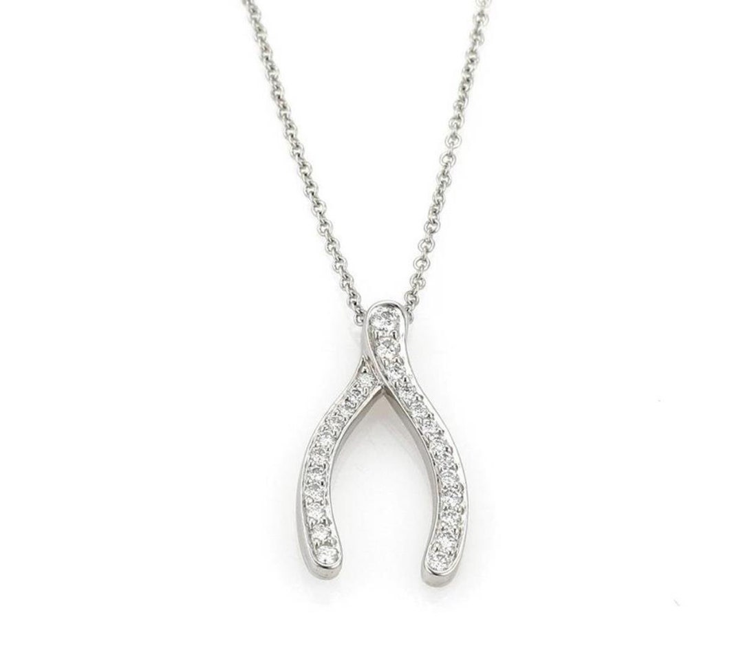 25195 Tiffany Co. Diamond Platinum Wishbone Pendant Etsy